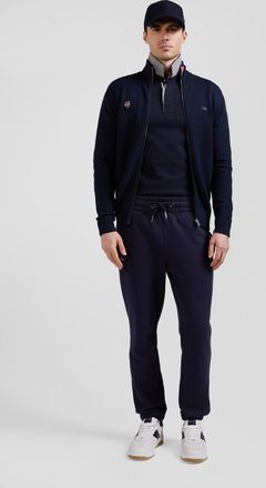 Eden Park Cardigan Zipp&eacute; En Coton Bleu Marine Coupe Regular Badge Gomme D&eacute;tails Xv De France Tricolore