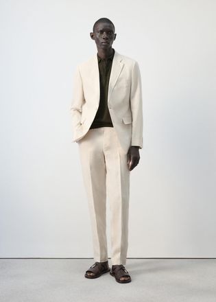 Mango Veste costume Amalfi 100 % lin slim-fit &eacute;cru - Homme - 46 - MANGO MAN