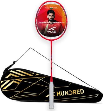 Hundred Powertek 2000 PRO Badmintonschl&auml;ger mit Vollh&uuml;lle (Rot, Gr&ouml;&szlig;e: Standard, Griffgr&ouml;&szlig;e: G6) Aufgereiht Material: Graphit F&uuml;r fortgeschrittene Spieler Gew