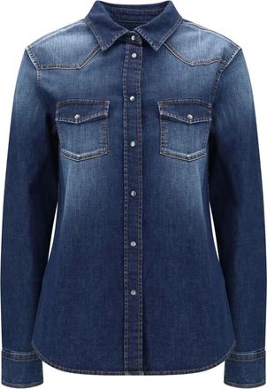 Jacob Cohen Chemise Western L&eacute;g&egrave;re en Denim - Femme - Blouses et Chemises - Bleu - Taille: 38 FR