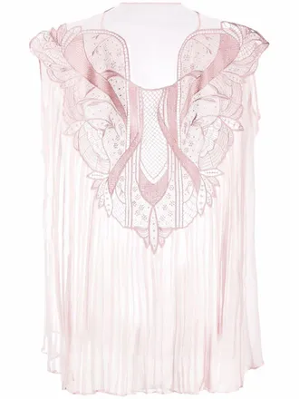Alberta Ferretti Seidentop mit Spitze - Rosa
