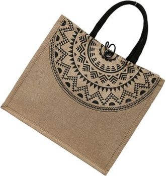 Hemoton Sac Shopping Toile de Jute L&eacute;ger et R&eacute;sistant Grand Format avec Fond &Eacute;largi pour Plus de Capacit&eacute; Sac Fourre-tout Polyvalent pour Courses et Plage Usa