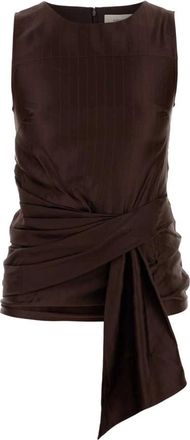 Loulou Studio Femme, Tops, Brun, Taille: 36 FR Fonda 01 Draped Asymmetric Top