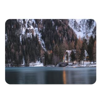 Fabulous Tischset mit Unterseite aus Kork, Chalet aus Holz, Seeband im Winter, gro&szlig;, 39,5 x 28,5 cm