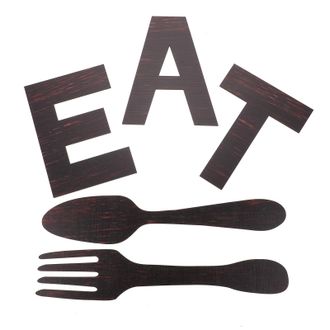 Artibetter 5 St&uuml;ck Teiliges H&auml;ngendes Holzdekor Eat Schriftzug mit Gabel L&ouml;ffel Wandkunst Rustikale K&uuml;chendeko Praktische Wandmontage Langlebig und Farbbest&auml;ndig