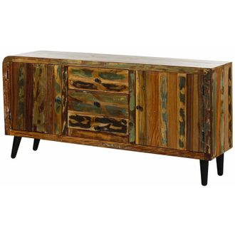 Massivmoebel24 Sideboard Altholz 180x45x86 mehrfarbig lackiert SIXTIES 110