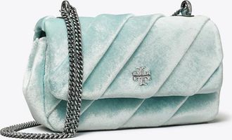 Tory Burch Damen Kira Mini Bag aus drapiertem Samt mit Umschlag