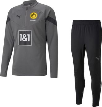 Puma BVB Borussia Dortmund Fanartikel Trainingsanzug, Größe:(3XL) XXXL, Farbe:Grau