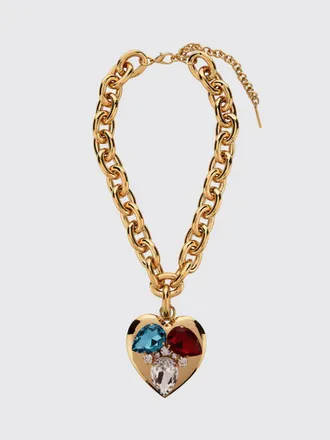 Alessandra Rich Collier ras-du-cou en laiton dor&eacute; avec pendentif caur en cristaux