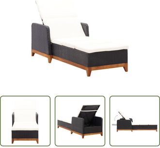 vidaXL Poly Rattan - Sonnenliege Poly Rattan und Massivholz Akazie Schwarz