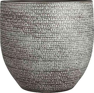 Mica Decorations Carrie Blumentopf, Terrakotta, rund, 36 x Ø 39 cm, Dunkelgrau