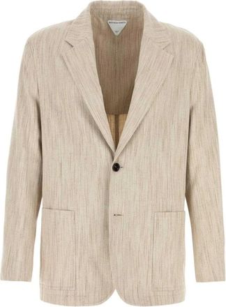Bottega Veneta Homme, Vestes, Brun, Taille: XL Blazer textur&eacute; &agrave; simple boutonnage