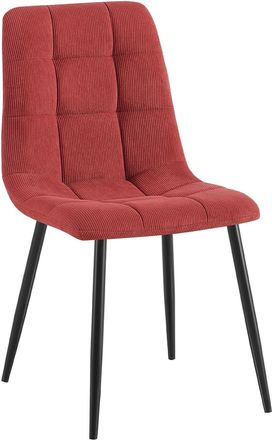 Clp Esszimmerstuhl Antibes I Küchenstuhl gepolstert mit gestepptem Cordbezug I Polsterstuhl mit Metallgestell I bis 150 kg belastbar, Farbe:Bordeauxrot