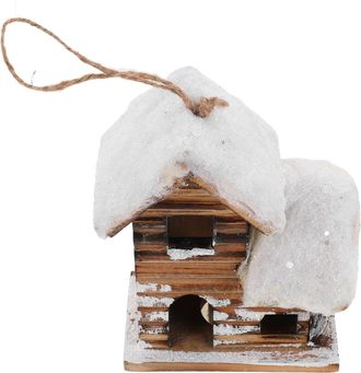 Valiclud Mini LED Holzhaus mit Kunstschnee Rustikale Winterdorf-Deko LED Beleuchtete Winterhaus-Ornamente für Weihnachtsbaum Vielseitige Tisch Regaldekoration 