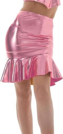 Generic Y2K Mini jupe &agrave; paillettes - Jupe m&eacute;tallique pour femme - Jupe portefeuille &agrave; paillettes de couleur unie - Jupe moulante basique - Jupe d&eacute;contract&eacute;e -