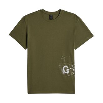 G-Star Homme, Tops, Vert, Taille: XL T-shirt en coton Sprayed GR R T
