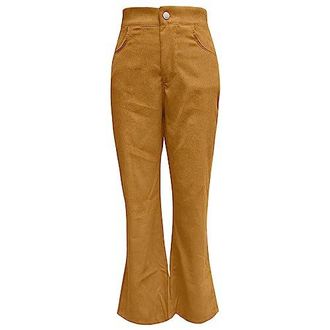 Generic Pantalon en velours c&ocirc;tel&eacute; pour femme - Coupe ajust&eacute;e - Taille haute - Pantalon de loisirs - Long - L&eacute;ger et confortable - Pantalon de d&eacute;tente &eacute;l&eacute;gant