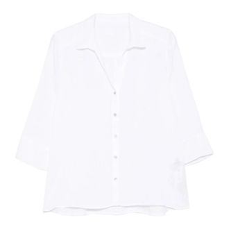 120% Lino Leichtes Leinenhemd mit V-Ausschnitt - - Blouses & Shirts - Damen - Wei&szlig; - 2XL