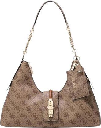 Guess Yvonne Logo Hobo - - Bags - Damen - Beige - ONE SIZE