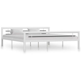 vidaXL Bettgestell Wei&szlig; und Schwarz Metall 180&times;200 cm Vidaxl