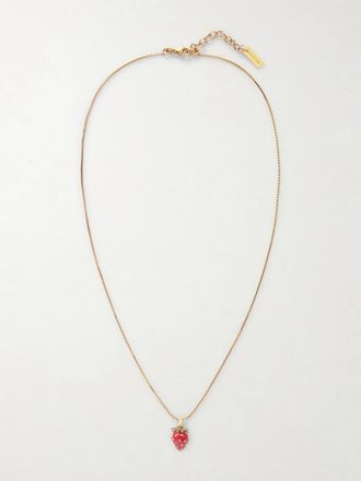 Saint Laurent Goldfarbene Kette Mit Emaille