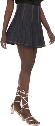 Bottega Veneta Femme, Jupes, Bleu, Taille: 38 FR Jupe pliss&eacute;e en denim