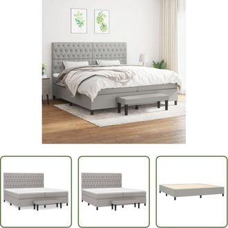 vidaXL Matratze - Boxspringbett mit Matratze Hellgrau 200x200 cm Stoff
