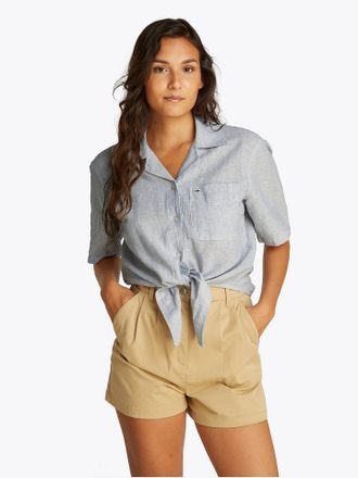 Tommy Jeans T-Shirt TJW CRP LINEN SS SHIRT mit Brusttasche, Logostickerei