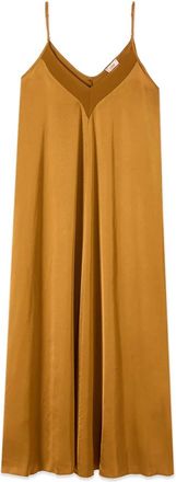 Oltre Femme, Robes, Jaune, Taille: 42 FR Robe Longue en Satin de Viscose