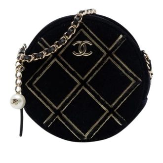Chanel Sac bandouli&egrave;re vintage matelass&eacute; &agrave; paillettes en velours Pre-owned - Femme - Pre-owned - Noir - Taille: ONE Size