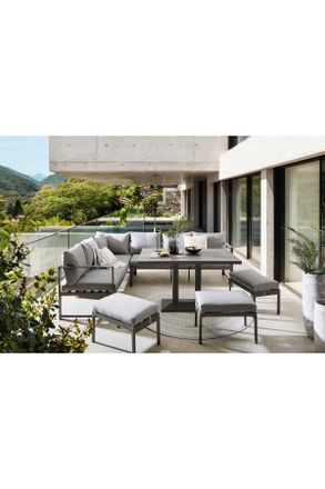 ambia GARDEN Dining-Loungeset, Anthrazit, Grau, Metall, Textil, F&uuml;llung: Schaumstoff,Polyester, 244x193 cm, Loungem&ouml;bel, Gartenlounge-Sets