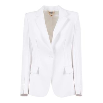 Elisabetta Franchi Giacca in doppio cr&ecirc;pe stretch con motivi a taglio vivo - - Jackets - Damen - Wei&szlig; - S