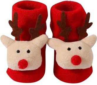 Generic Chaussette Noel Antiderapante Bebe No&euml;l Chaussettes Hochet Naissance Chaussette Noel Bebe Antiderapante, Jouet 0-12 Mois, Hiver Chaudes