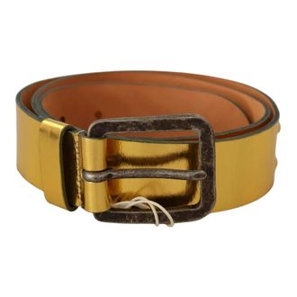 John Galliano Goldener Ledergurt Rustikale Silberschnalle - - Accessories - Damen - Gelb - ONE SIZE