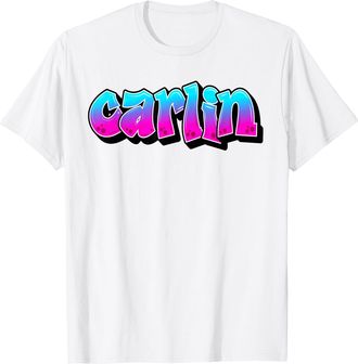 BDAZ Carlin Graffiti Personalisierter Name Blau Rosa Frauen M&auml;dchen T-Shirt