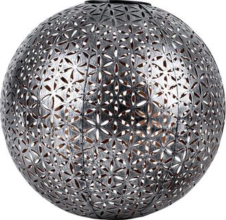 Globo Lighting Solarlampe Steckleuchte Kugel Garten Terrassen Erdspie&szlig; orientalisch, Metall silber grau, Akku, 1x LED warmwei&szlig;, DxH 27x38 cm