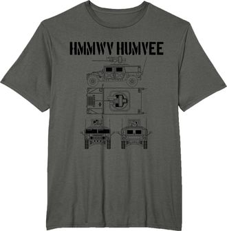 The Salty Veteran Humvee Milit&auml;risches Kampffahrzeug Schematic HMMWV Humvee T-Shirt