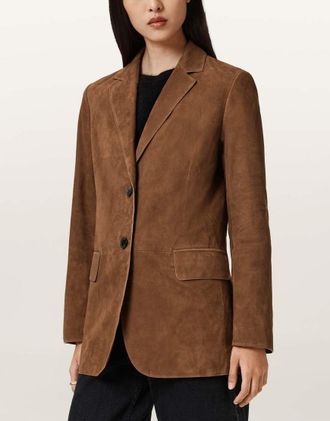 AllSaints Arna - Blazer en daim - Sucre brun-Brown