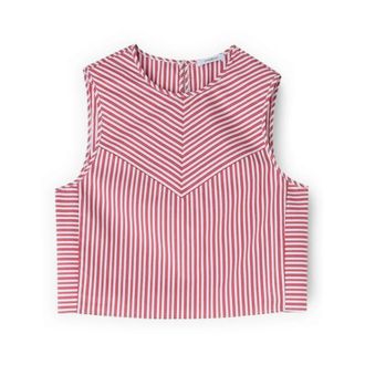 Motivi Crop-Top aus gestreiftem Popeline - - Tops - Damen - Rot - L