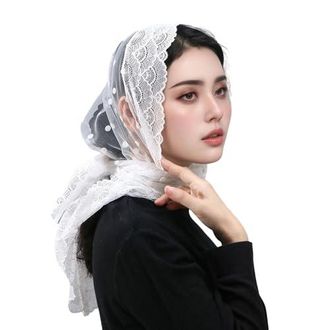 Generic Voile en dentelle tendance pour mari&eacute;e respirant facile &agrave; s&eacute;curiser pour c&eacute;r&eacute;monie de mariage et r&eacute;ception Voile de mariage, blanc, taille unique