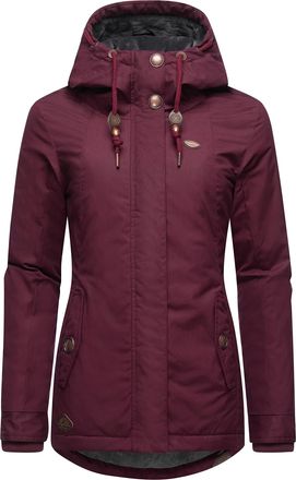 Ragwear Damen warme Kurze Winterjacke mit Kapuze Monade Intl Wine Red22 Gr. 3XL