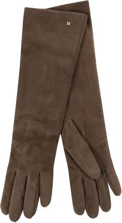 Max Mara Handschuhe - Afideesuede - Long Suede Nappa Gloves - Gr. 7 - in Grau - f&uuml;r Damen