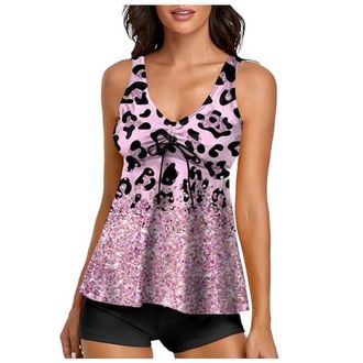 Generic Tankini push-up 2 pi&egrave;ces pour femme, dos nu, contr&ocirc;le du ventre, grande taille, maillot de bain de piscine, v&ecirc;tements de natation de vacances &agrave; s&eacute;chag