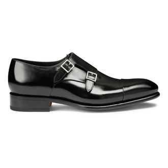 Santoni Handgefertigter Leder Schuh mit Doppelter Schnalle - - Shoes - Herren - Schwarzk - 42 EU