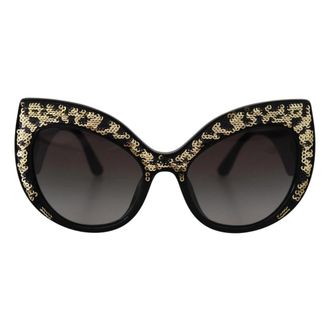 Dolce & Gabbana Schwarze Goldene Pailletten Schmetterling Polarisierte Sonnenbrille - - Accessories - Damen - Schwarzk - ONE SIZE
