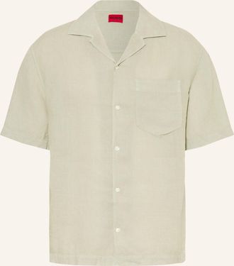 HUGO BOSS Hugo Resorthemd Exolino Comfort Fit Aus Leinen gruen