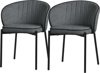 ML Design ML-Design Esszimmerst&uuml;hle 2er Set Anthrazit, K&uuml;chenst&uuml;hle mit Stoffbezug & Metallbeinen, Wohnzimmerstuhl mit R&uuml;ckenlehne, Polsterst&uuml;hle f&uuml;r Esszimmer 