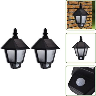 vidaXL Solar-Wandleuchten mit Bewegungsmelder 2 Stk. - Solarlaterne - Outdoorbeleuchtung - Gartenlampe - Wandleuchte - Bewegungsmelder