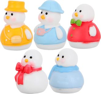 Soimiss 5 St&uuml;ck Schneemann Enten Figuren aus Kunstharz Miniatur Weihnachtsdeko f&uuml;r Mikrolandschaften Tischornamente f&uuml;r Weihnachtsfeiern und Heimdekoration