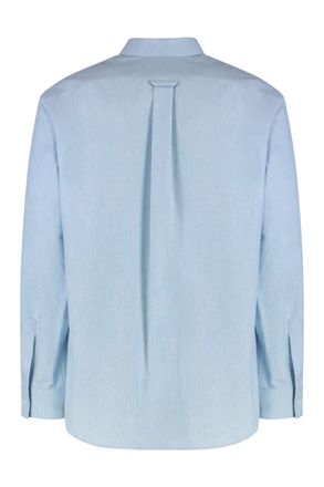 Celine Mens Loose Cotton Chambray Shirt Light Blue